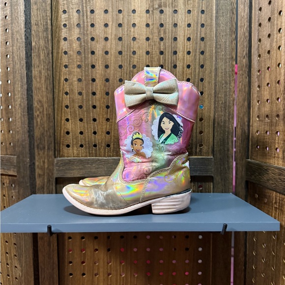 Disney | Shoes | Pink And Gold Kids Cowboy Boots With Princess Design ...